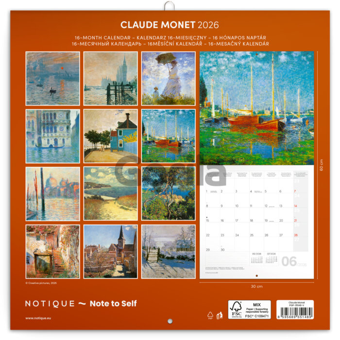 NOTIQUE Poznámkový kalendár Claude Monet 2026 (západná verzia) za 6,92 ...